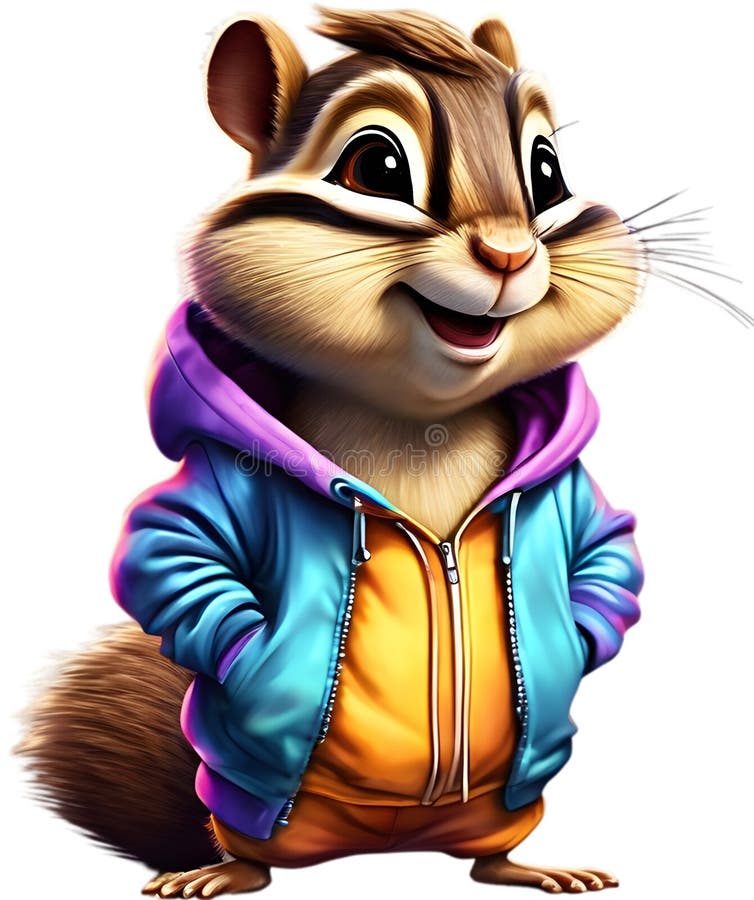 A Cute Chipmunk in a Colorful Tracksuit. Stock Photo - Illustration of ...