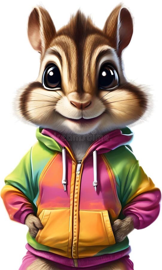A Cute Chipmunk in a Colorful Tracksuit. Stock Photo - Illustration of ...