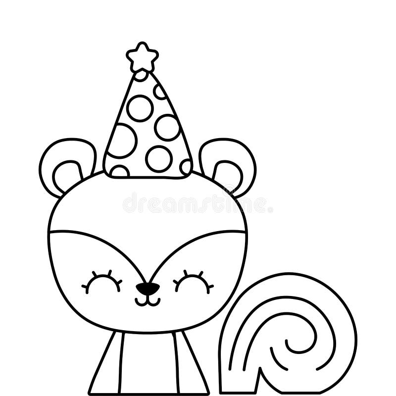 Cute Chipmunk with Hat Party Stock Illustration - Illustration of ...