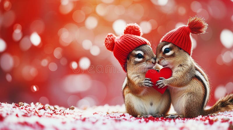Cute chipmunks couple stock photo. Image of heart, festive - 303277876