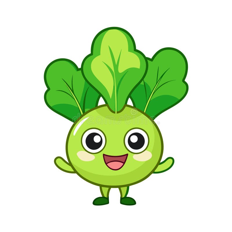 Cute Chipper Turnip Green Cartoon Character Stock Vector - Illustration ...