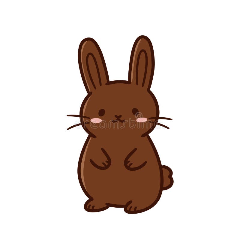 Cute Chocolate Bunny Character Standing on White Background Stock ...