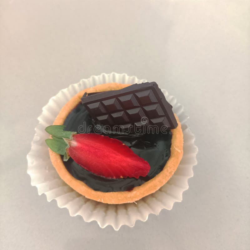 Cute Chocolate Pie with Fresh Strawberries Stock Photo - Image of ...