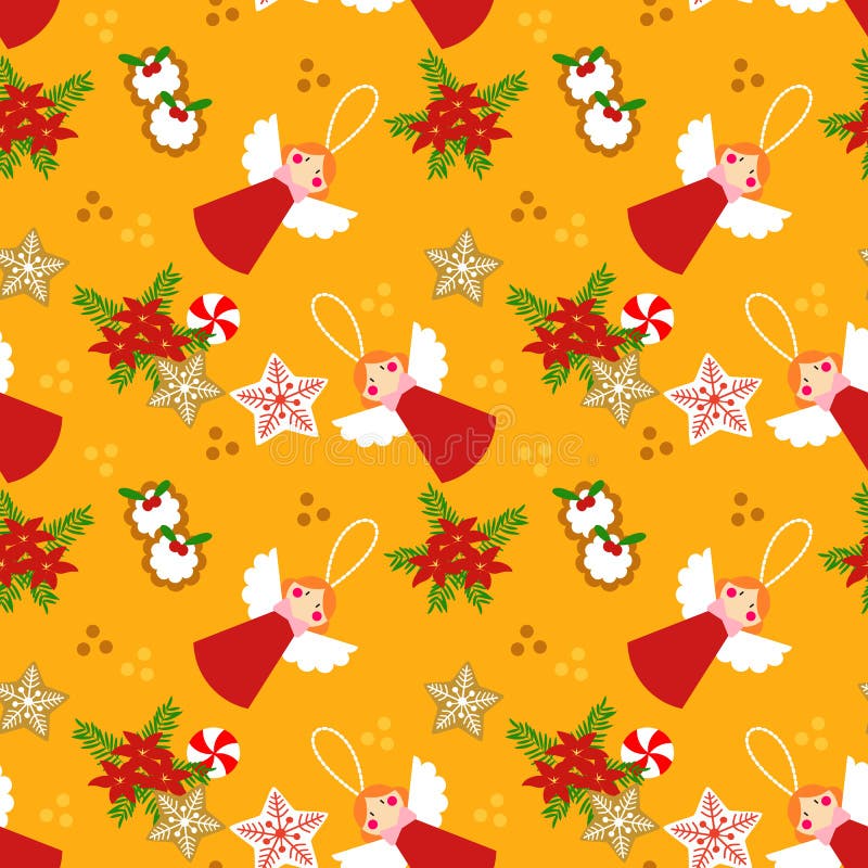 Cute Christmas Angles and Cookies Seamless Pattern. Stock Vector ...