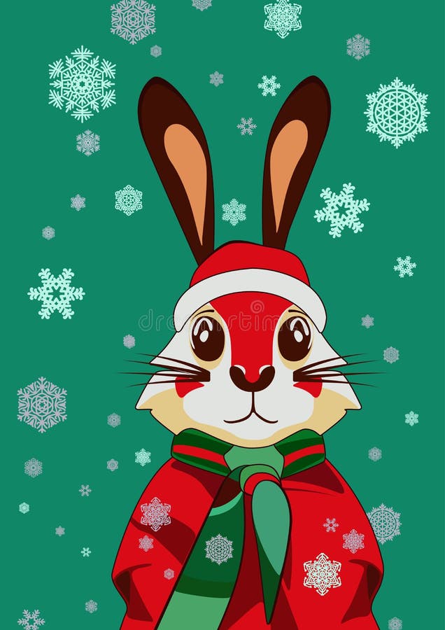 Cute Christmas Background with Bunny. Vector Illustration Stock Vector ...
