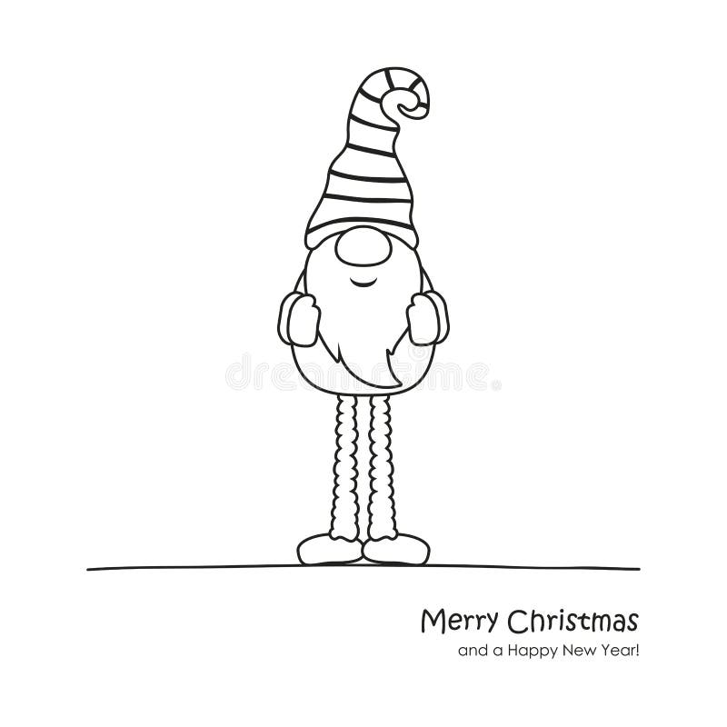 Cute Christmas Dwarf Cartoon for Coloring Book Stock Vector ...