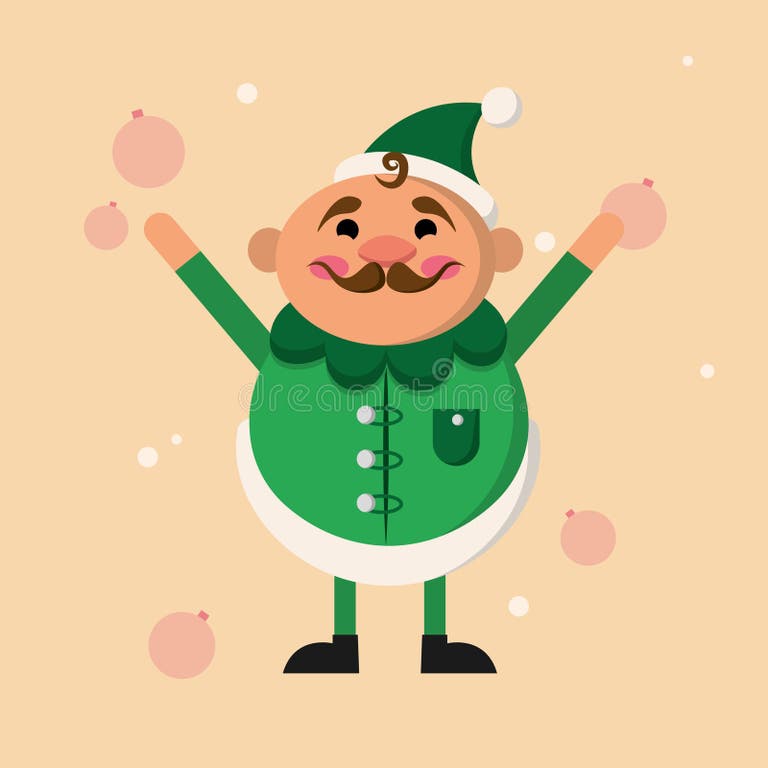 Cute Christmas Elf Character Vector Stock Vector - Illustration of ...