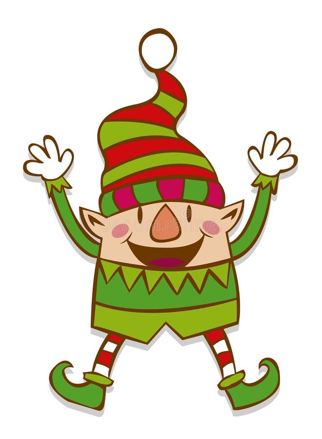 Cute Christmas Elf Isolated on White Background Stock Illustration ...
