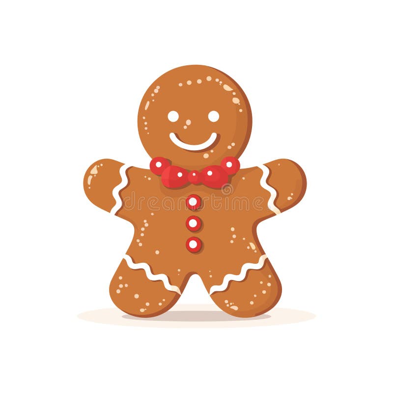 Cute Christmas Gingerbread Man in Flat Style Isolated on White ...