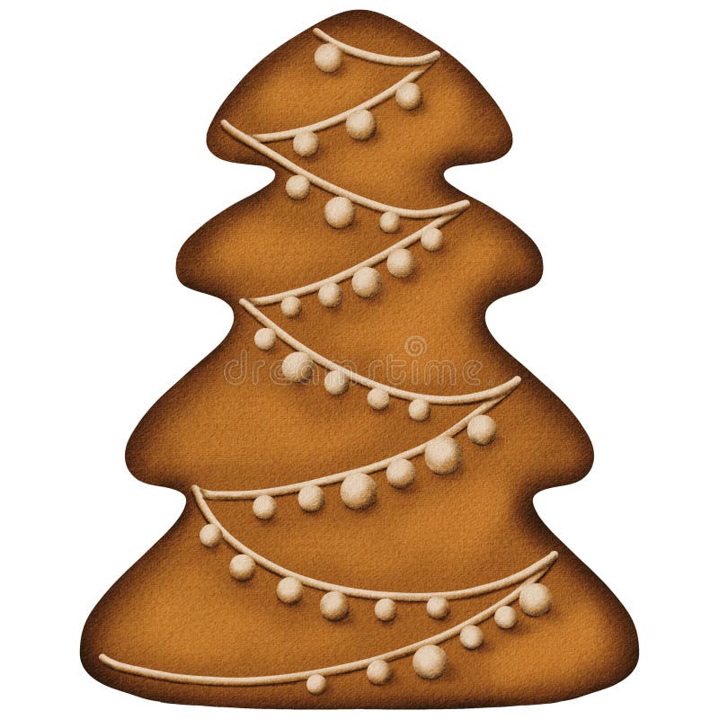 Cute Christmas Gingerbread Spruce with White Glaze.Christmas Tree Stock ...