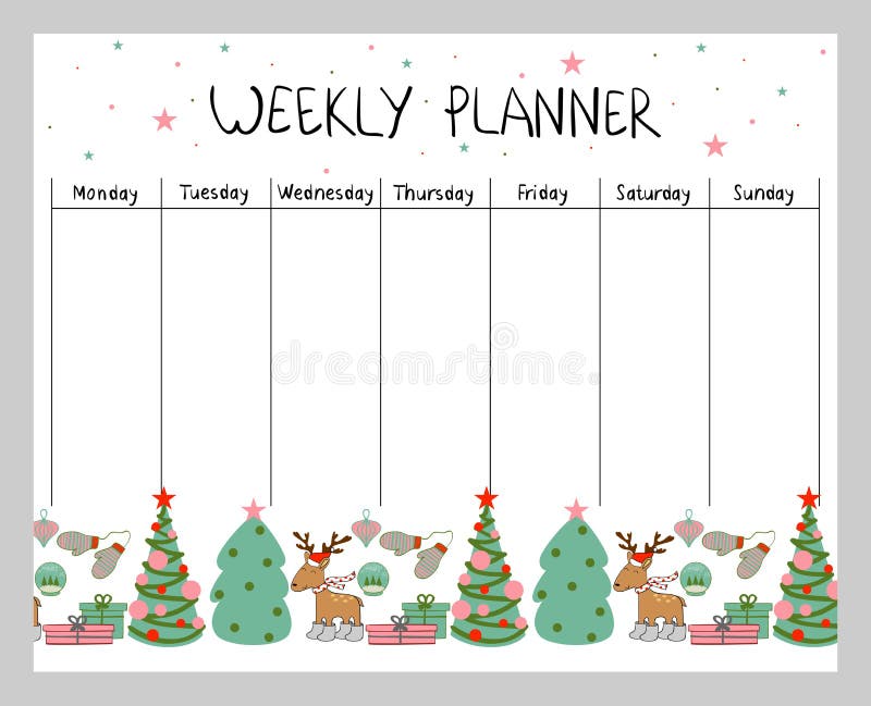 Christmas weekly planner stock vector. Illustration of organizer ...