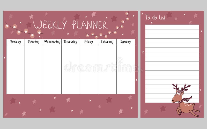 Christmas weekly planner stock vector. Illustration of calendar - 104467497