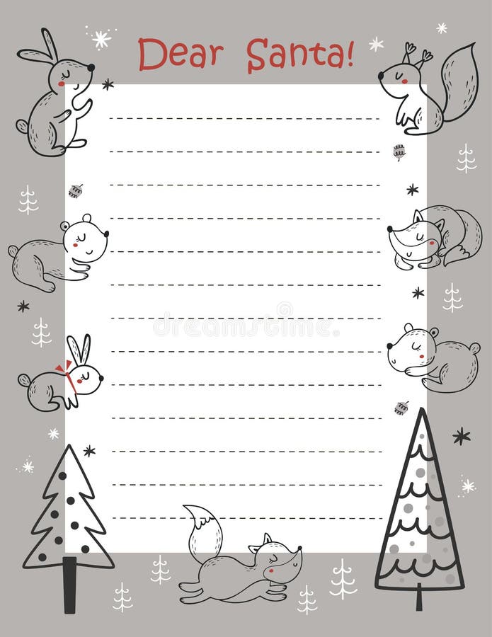 Cute Christmas Letter Template Stock Vector - Illustration of ...