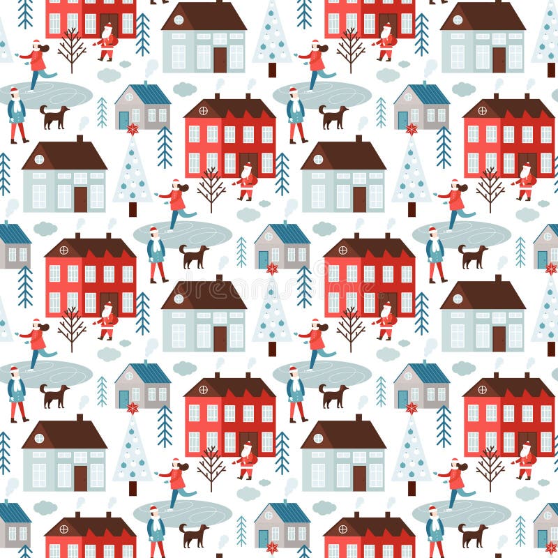 Cute Christmas and New Year Seamless Pattern Stock Vector ...