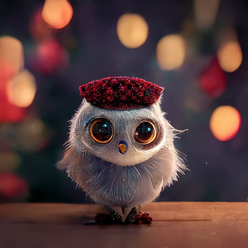 Cute christmas owl stock illustration. Illustration of winter - 267160787