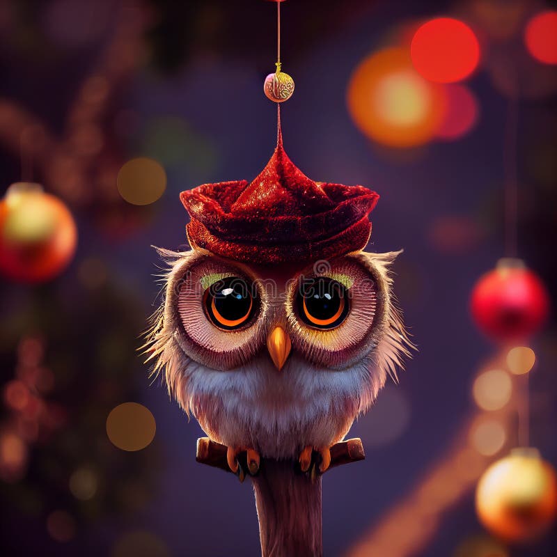 Cute christmas owl stock illustration. Illustration of traditional ...