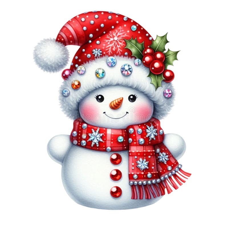 Cute Christmas Rhinestones Red Snowman Stock Illustration ...