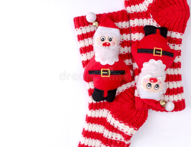 Cute Christmas Stocking Isolated on White Stock Image - Image of happy ...