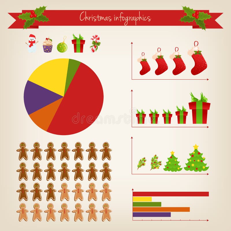 Cute Christmas Themed Infographics Stock Illustration - Illustration of ...