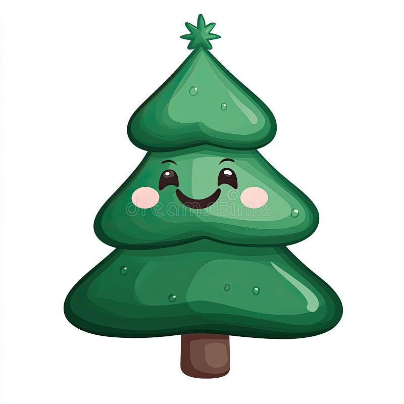 Cute Christmas Tree Cartoon Stock Illustration - Illustration of ...