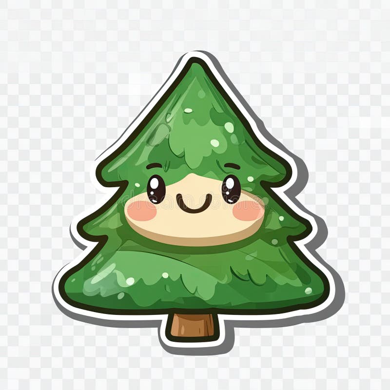 Cute Christmas Tree Cartoon Character Stock Illustration - Illustration ...