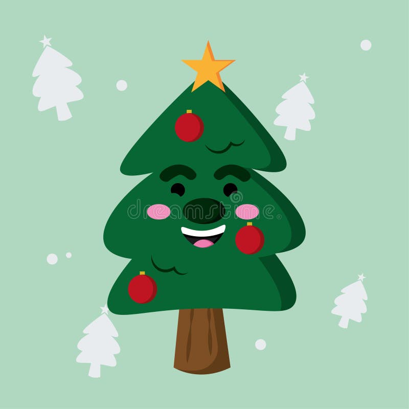 Cute Christmas Tree Character Vector Stock Vector - Illustration of ...