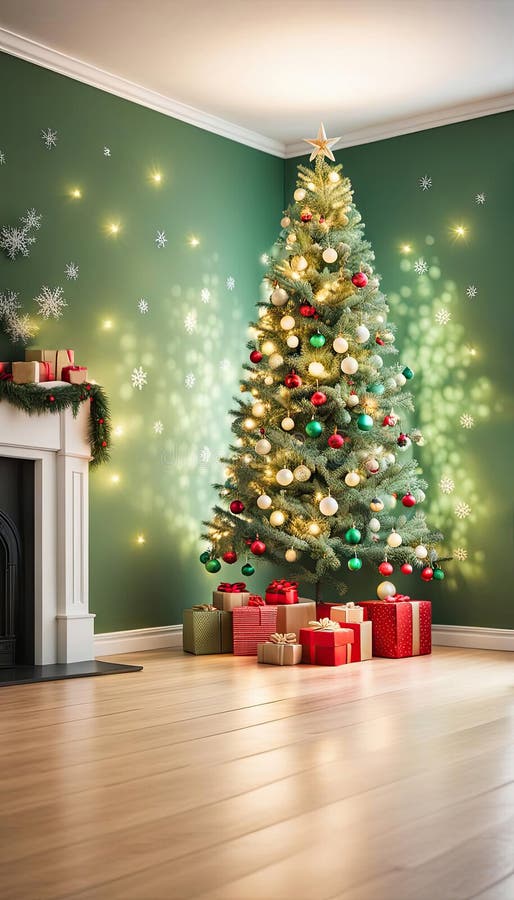 Cute Christmas Tree with Copy Space Stock Illustration - Illustration ...