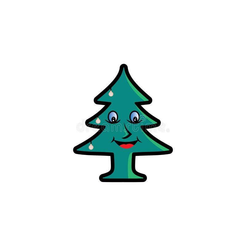 Cute Christmas Tree Face Illustration Color Vector Design Stock Vector ...