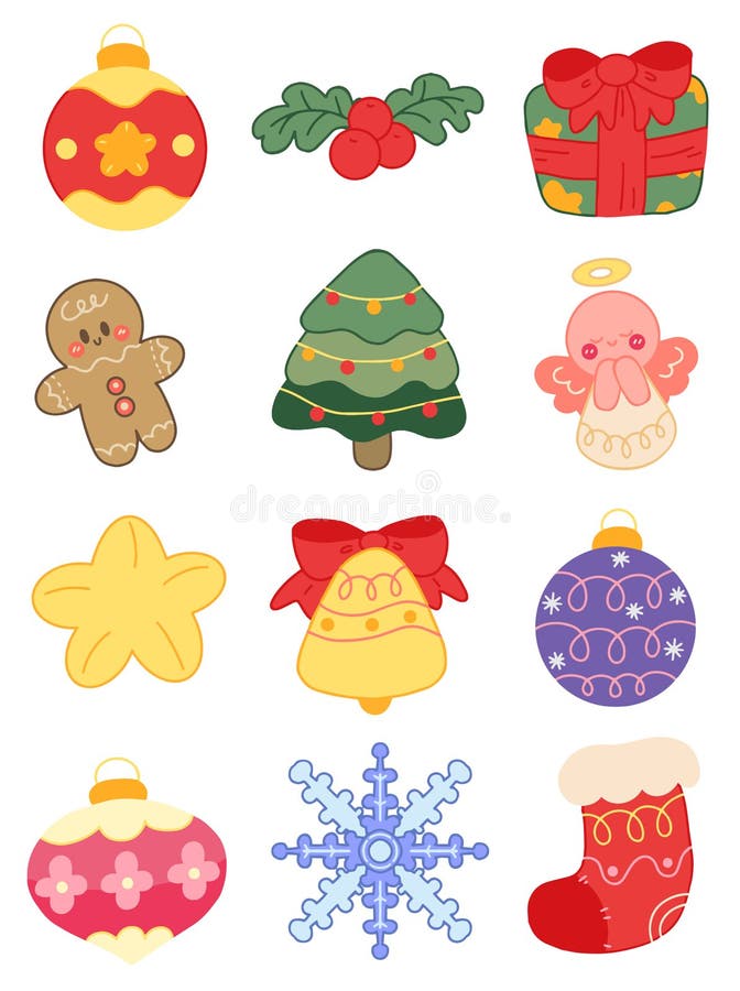 Cute Christmas Vector Illustration Elements Stock Illustration ...