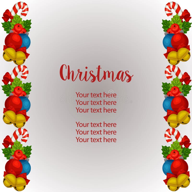 Cute Christmas Vertical Border Template Cartoon Bell Stock Vector ...