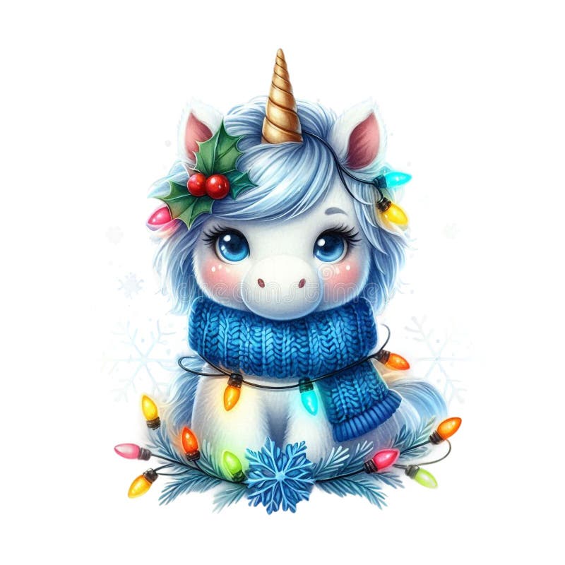 Cute Christmas Winter Unicorn Stock Illustration - Illustration of ...