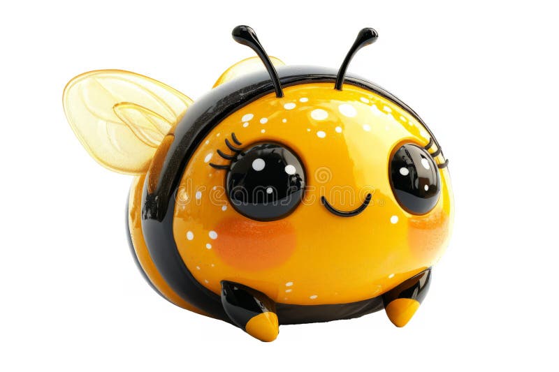 Cute Chubby Bee with Big Round Eyes, Tiny Wings, and a Cheerful Smile ...