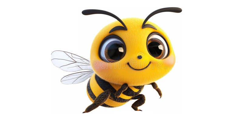 Cute Chubby Bee with Big Round Eyes, Tiny Wings, and a Cheerful Smile ...