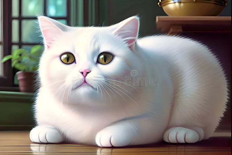 Cute Chubby Cat, Generative AI Stock Illustration - Illustration of ...