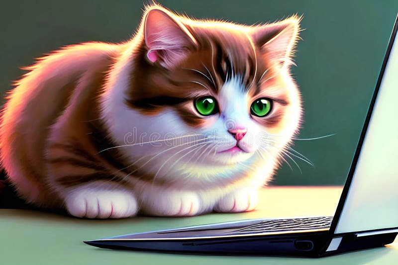 Cute Chubby Cat, Generative AI Stock Illustration - Illustration of ...