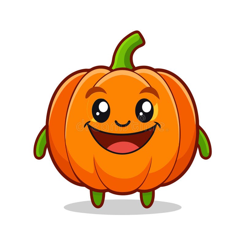 Cute Chubby Pumpkin Cartoon Character Stock Vector - Illustration of ...