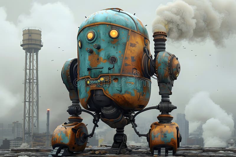 A Cute Chubby Robot Playing in the Field, Adding a Whimsical and ...