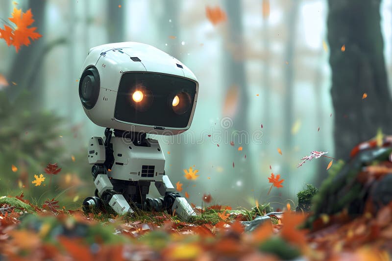A Cute Chubby Robot Playing in the Field, Adding a Whimsical and ...