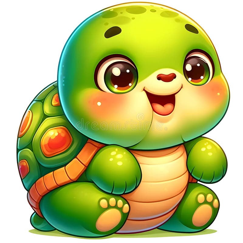 Cute Chubby Turtle Cartoon Style Stock Illustration - Illustration of ...