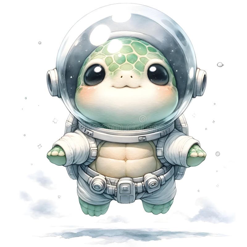 Cute Chubby Turtle Character, Watercolor Illustration Stock ...