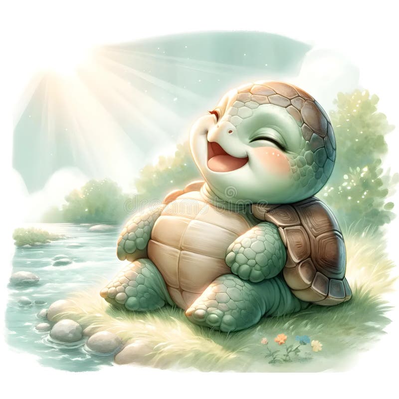 Cute Chubby Turtle Watercolor Illustration Stock Illustration ...