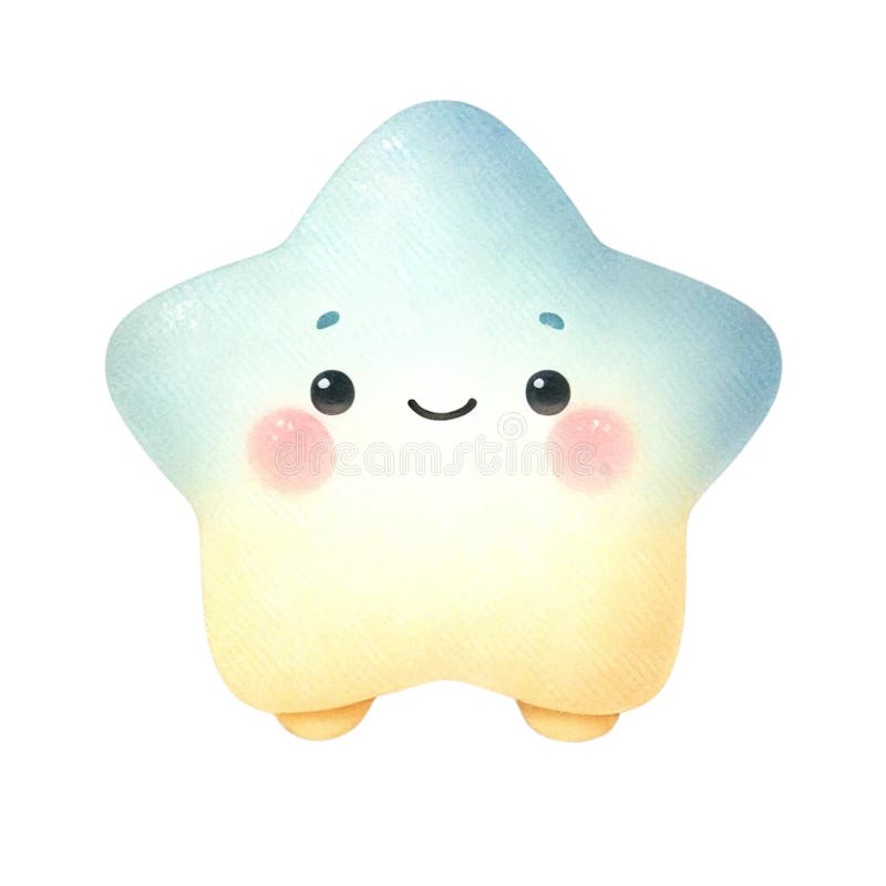 An Adorable Kawaii-style Illustration of a Smiling Star with Rosy ...