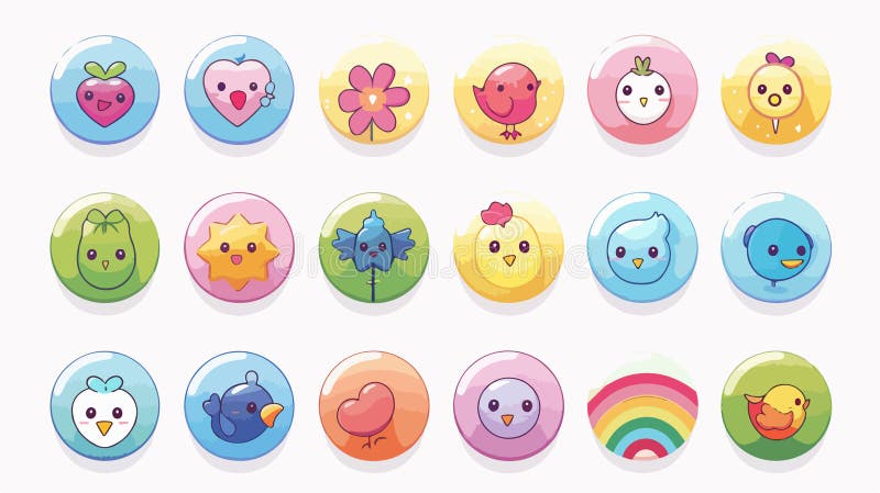 Cute Circle Stickers Designs for Adorable Projects - Set of Comic ...