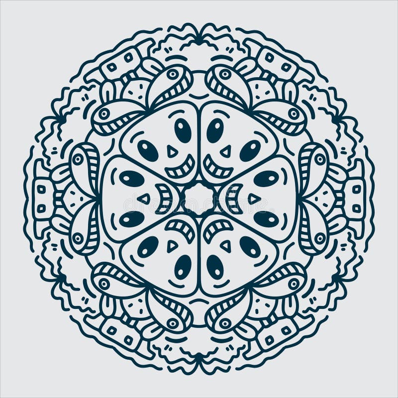Cute Circular Mandala Doodle Illustration Stock Vector - Illustration ...
