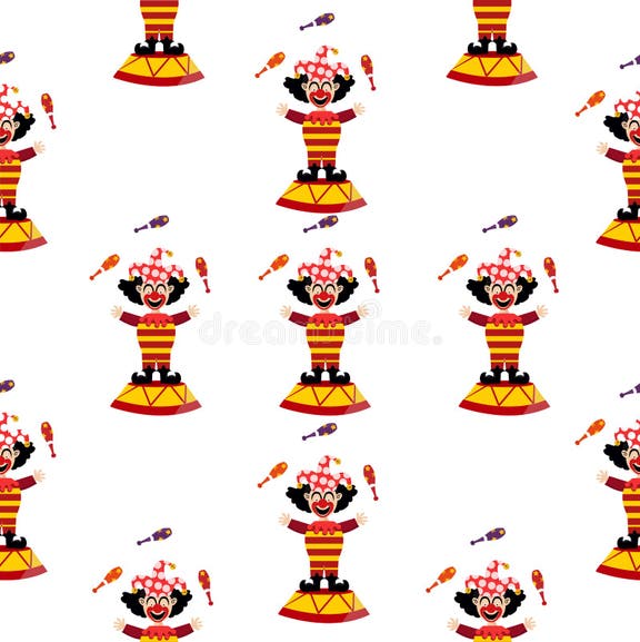 Cute circus clown pattern stock vector. Illustration of rapport - 118931432