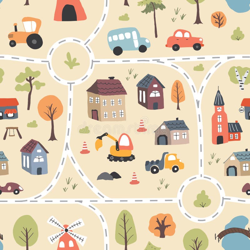 Cartoon City Map Pattern Stock Illustrations – 7,123 Cartoon City Map ...