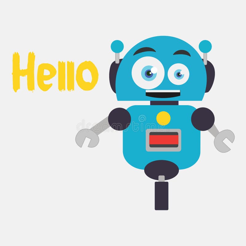 Cute Clipart Happy Robot Saying Hello Stock Illustration - Illustration ...
