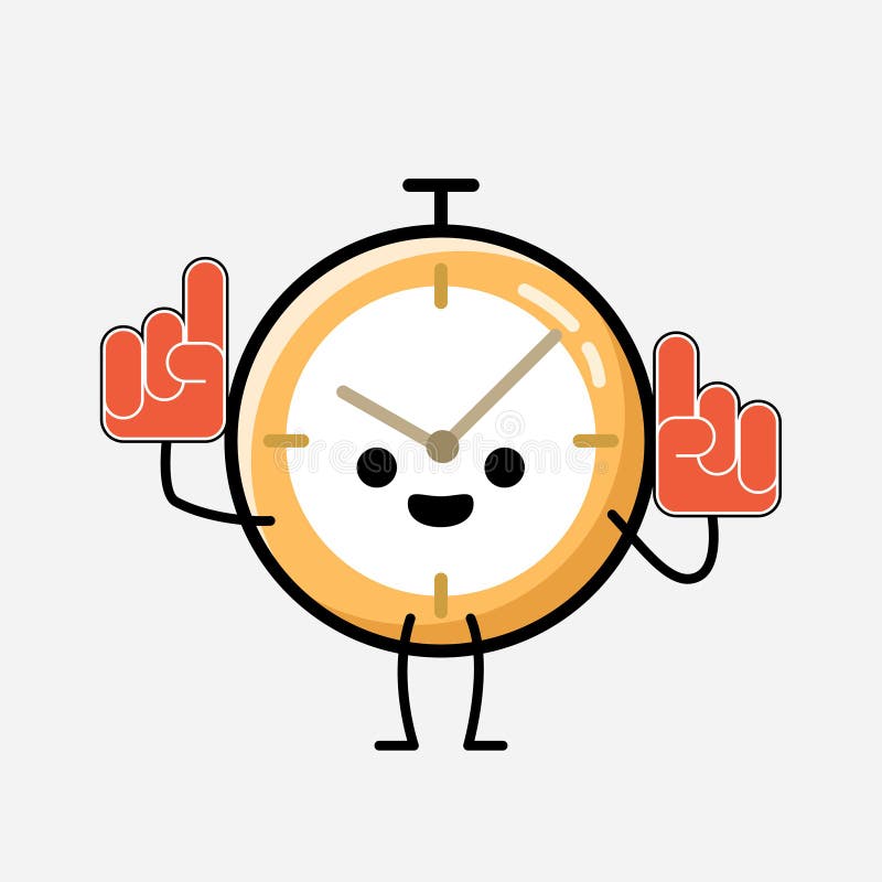 Cute Clock Mascot Vector Character in Flat Design Style Stock Vector ...