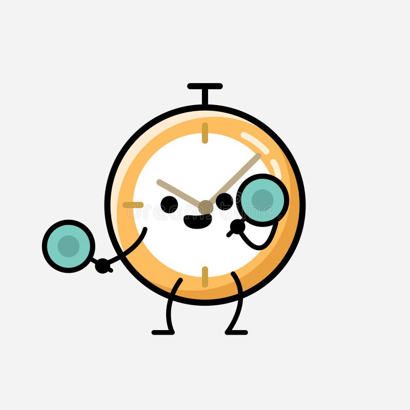 Cute Clock Mascot Vector Character in Flat Design Style Stock Vector ...