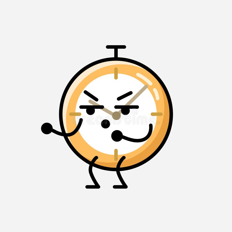 Cute Clock Mascot Vector Character in Flat Design Style Stock Vector ...